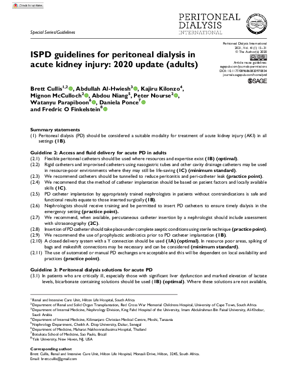 (PDF) ISPD guidelines for peritoneal dialysis in acute kidney injury ...