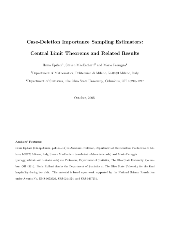 Pdf Case Deletion Importance Sampling Estimators Steven Maceachern