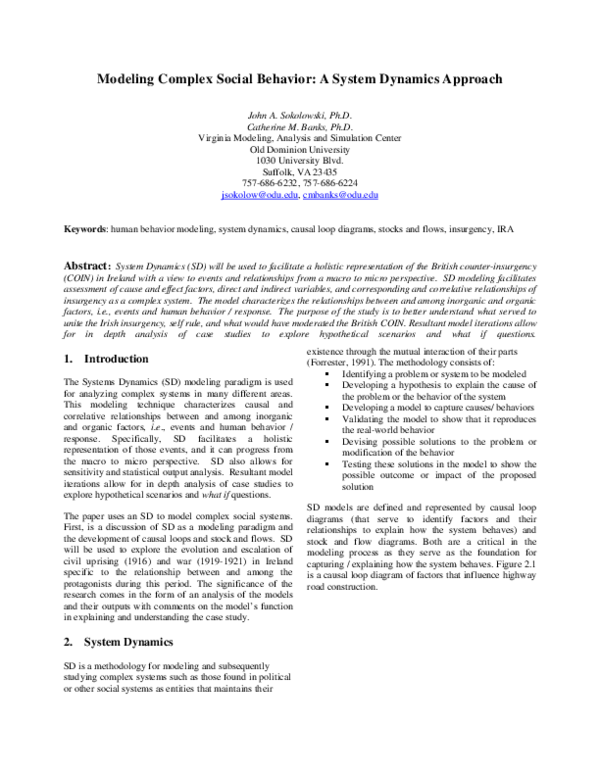 (PDF) Modeling Complex Social Behavior: A System Dynamics Approach