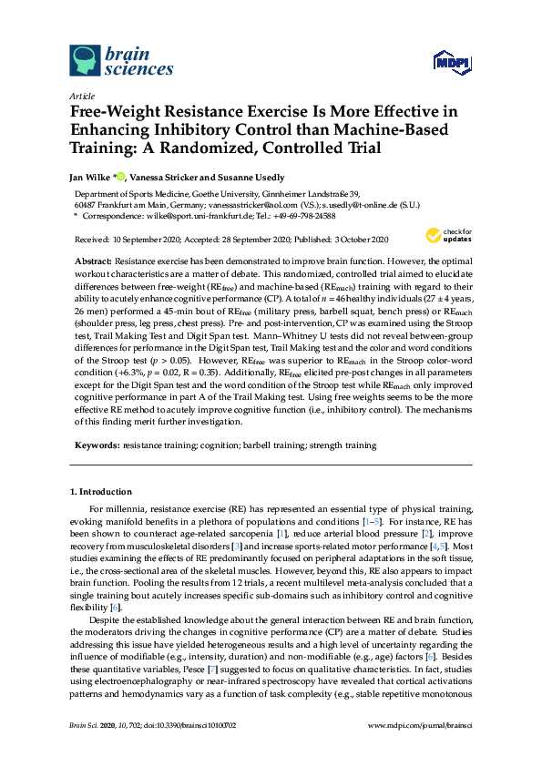(PDF) Free-Weight Resistance Exercise Is More Effective in Enhancing ...