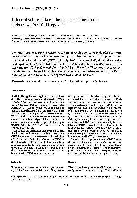 (PDF) Effect of valpromide on the pharmacokinetics of carbamazepine-10 ...