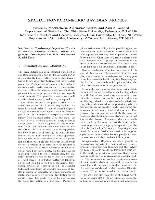 (PDF) Spatial nonparametric Bayesian models