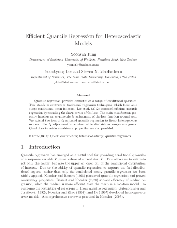 (PDF) Efficient quantile regression for heteroscedastic models