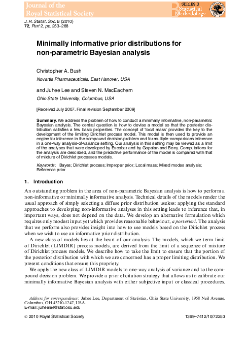 (PDF) Minimally informative prior distributions for non-parametric Bayesian analysis