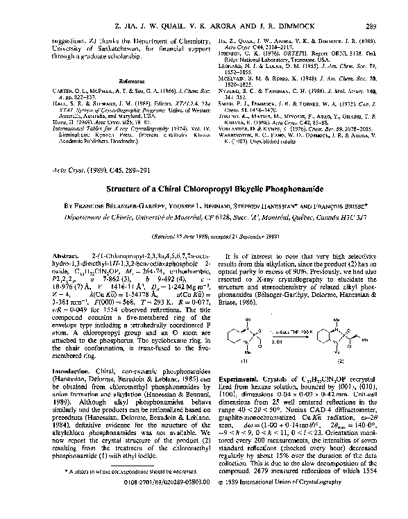 (PDF) Structure of a chiral chloropropyl bicyclic phosphonamide