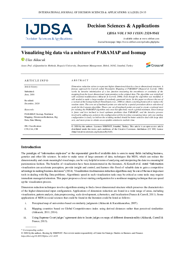 (PDF) Visualizing big data via a mixture of PARAMAP and Isomap