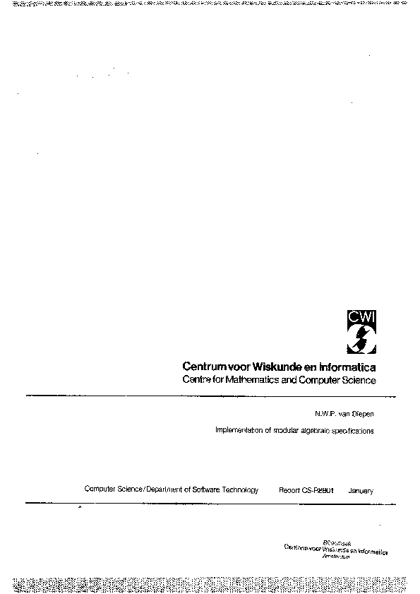 Pdf Implementation Of Modular Algebraic Specifications