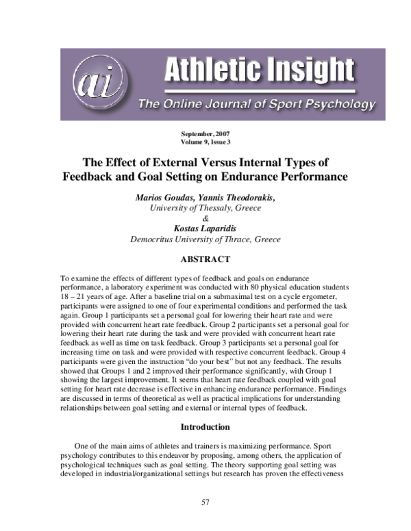 (PDF) The effect of external versus internal types of feedback and goal ...