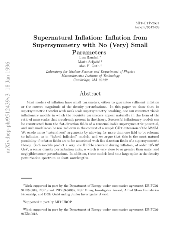 (PDF) Supernatural inflation: inflation from supersymmetry with no ...