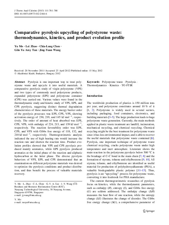 (PDF) Comparative pyrolysis upcycling of polystyrene waste ...