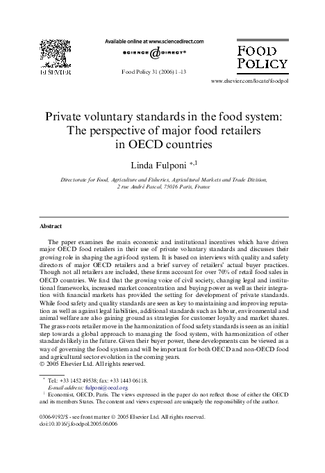 (PDF) Private voluntary standards in the food system: The perspective ...
