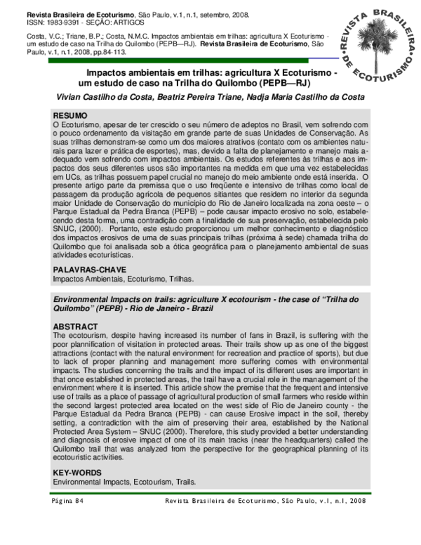 (PDF) Impactos ambientais em trilhas: agricultura X Ecoturismo-um ...