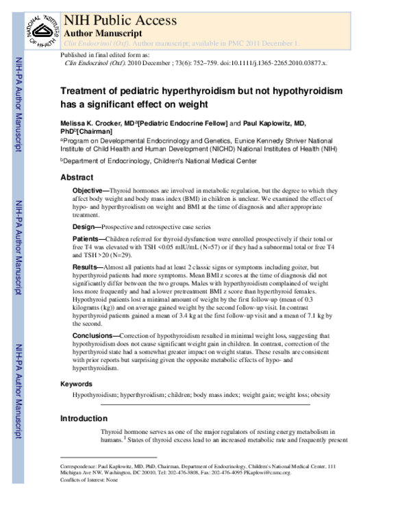 (PDF) Treatment of paediatric hyperthyroidism but not hypothyroidism ...