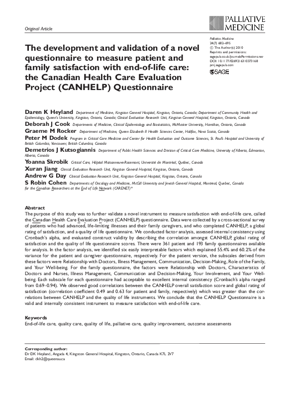 (PDF) The development and validation of a novel questionnaire to ...