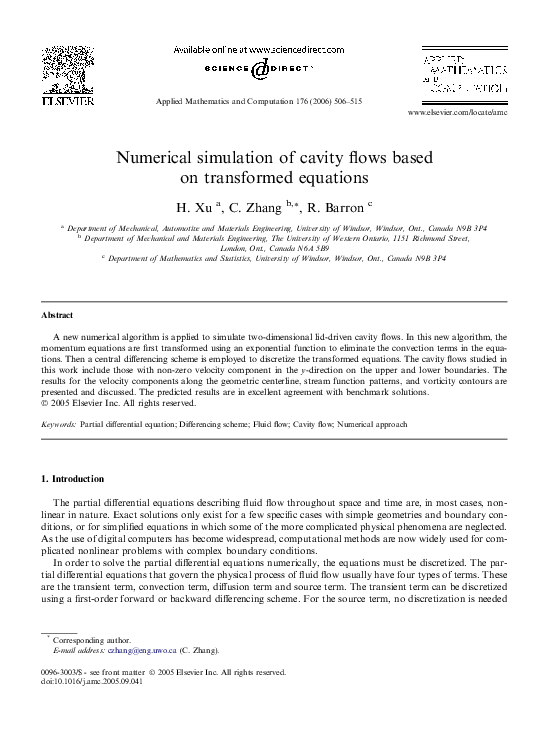 (PDF) Numerical simulation of cavity flows based on transformed equations