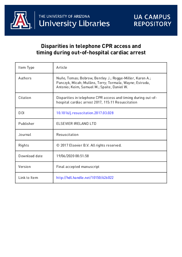 (PDF) Disparities in telephone CPR access and timing during out-of ...