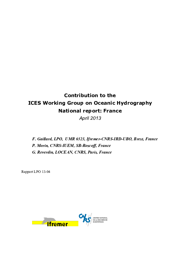 (PDF) Contribution to the ICES Working Group on Ocean Hydrography ...
