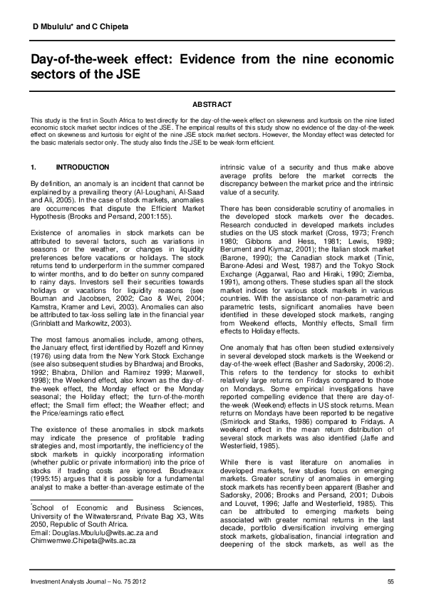 (PDF) Day-of-the-week effect: Evidence from the nine economic sectors ...