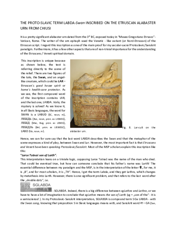 (PDF) THE PROTO-SLAVIC TERM LABDA-Swan INSCRIBED ON THE ETRUSCAN ...