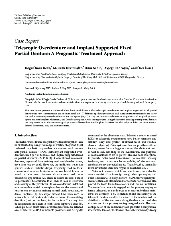 (PDF) Telescopic Overdenture and Implant Supported Fixed Partial ...