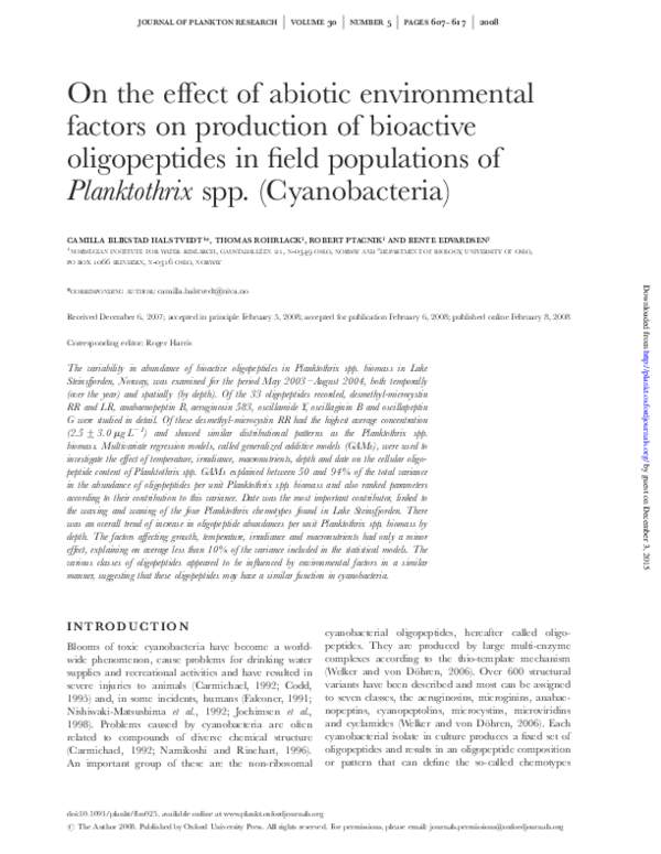 (PDF) On the effect of abiotic environmental factors on production of ...