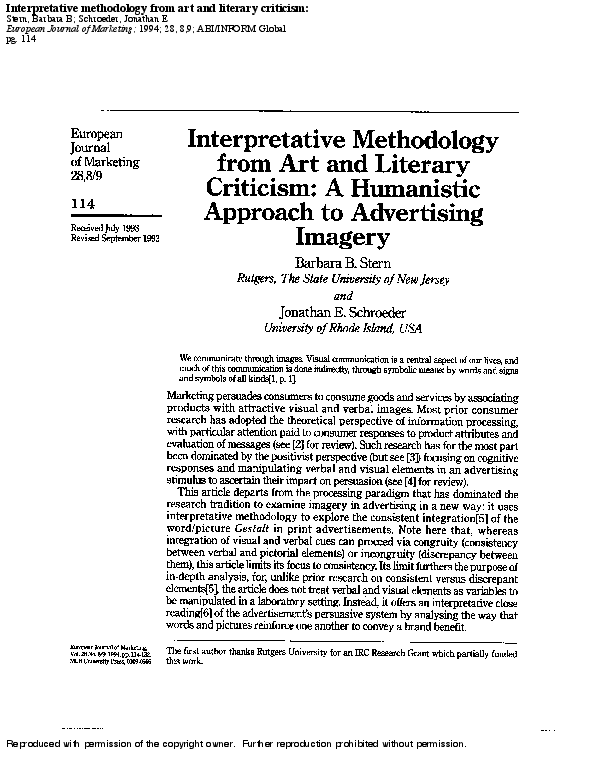 (PDF) Interpretative methodology from art and literary criticism: a ...