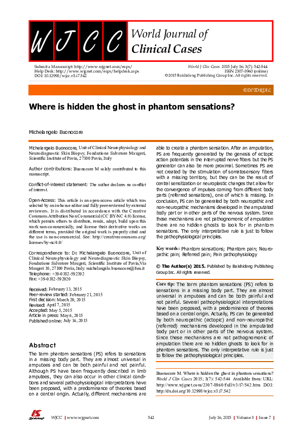 (PDF) Where is hidden the ghost in phantom sensations?