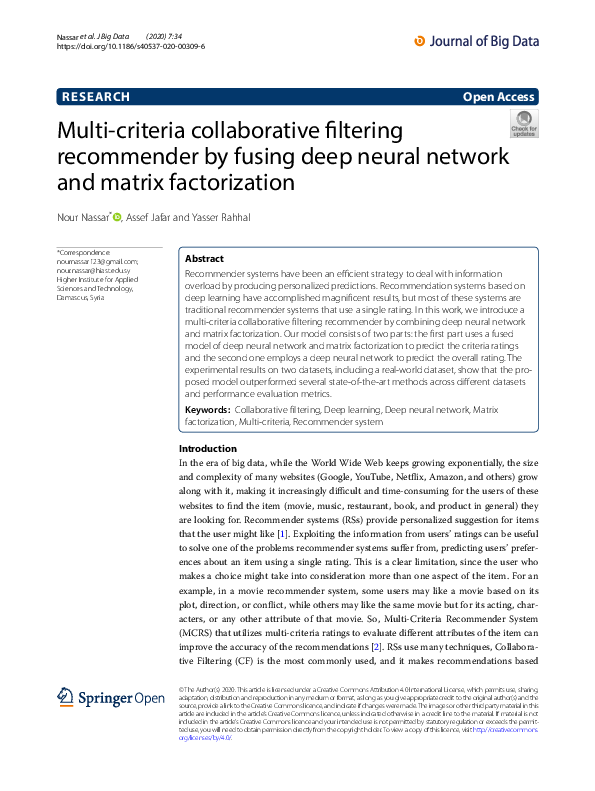 (PDF) Multi-criteria collaborative filtering recommender by fusing deep ...
