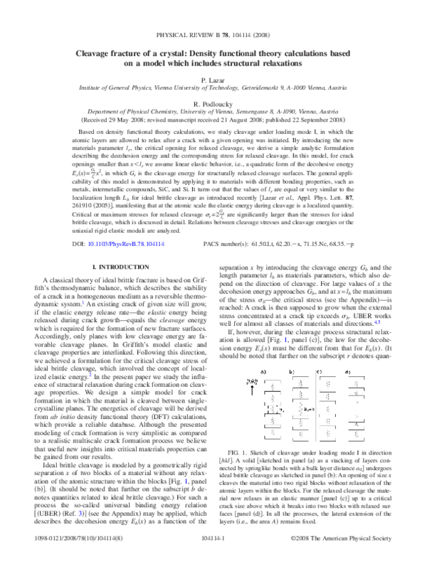 (PDF) Cleavage fracture of a crystal: Density functional theory ...