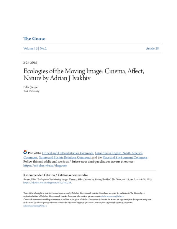 (PDF) Ecologies of the Moving Image: Cinema, Affect, Nature by Adrian J Ivakhiv