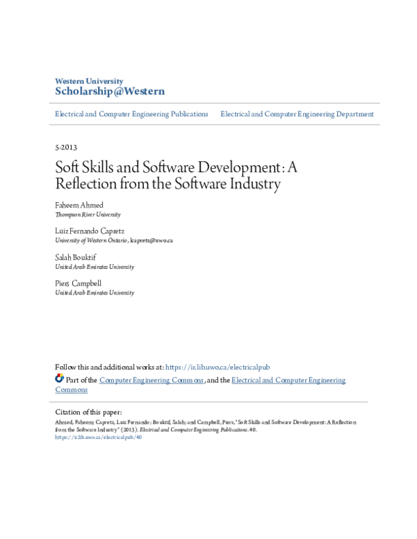 (PDF) Soft Skills and Software Development: A Reflection from Software ...