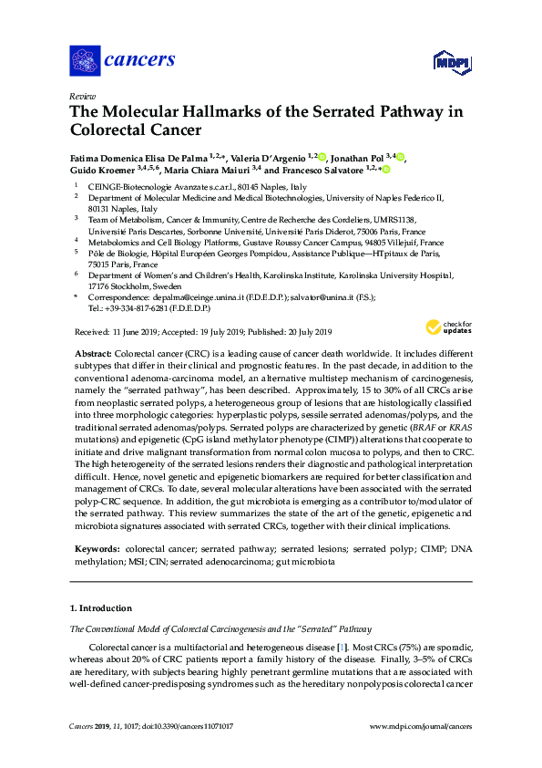 (PDF) The Molecular Hallmarks of the Serrated Pathway in Colorectal Cancer