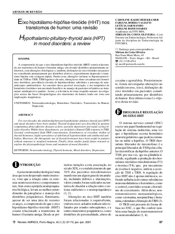 (PDF) Eixo hipotálamo-hipófise-tireóide (HHT) nos transtornos de humor: uma revisão Hypothalamic ...