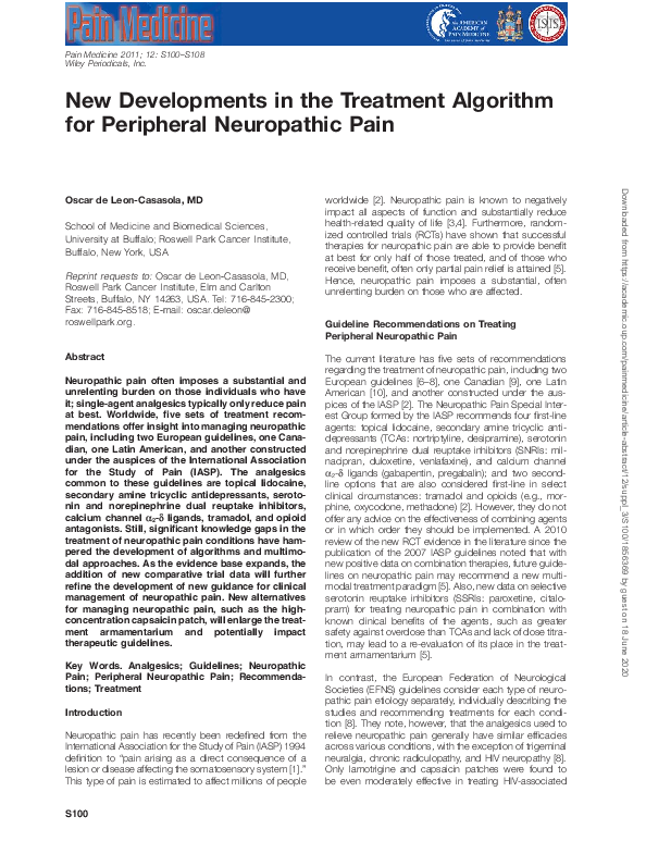 (PDF) New Developments in the Treatment Algorithm for Peripheral ...