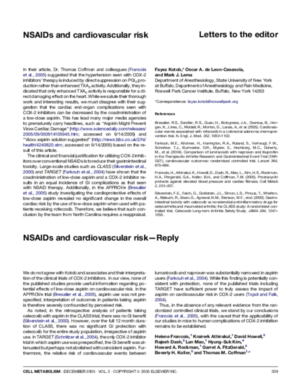(PDF) NSAIDs and cardiovascular risk
