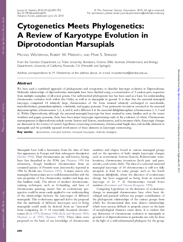(PDF) Cytogenetics Meets Phylogenetics: A Review of Karyotype Evolution ...