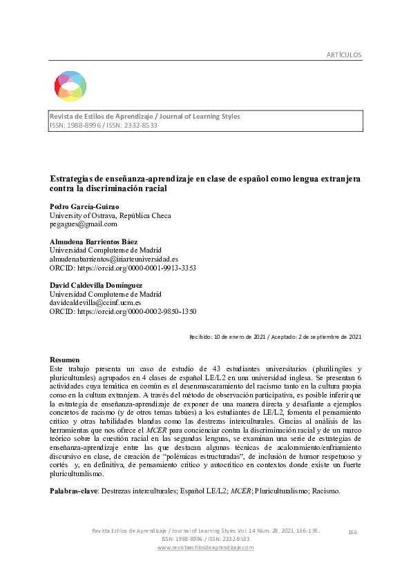 (PDF) Estrategias de enseñanza-aprendizaje en clase de español como ...