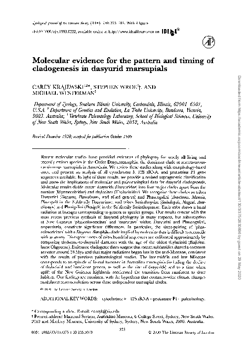 (PDF) Molecular evidence for the pattern and timing of cladogenesis in ...