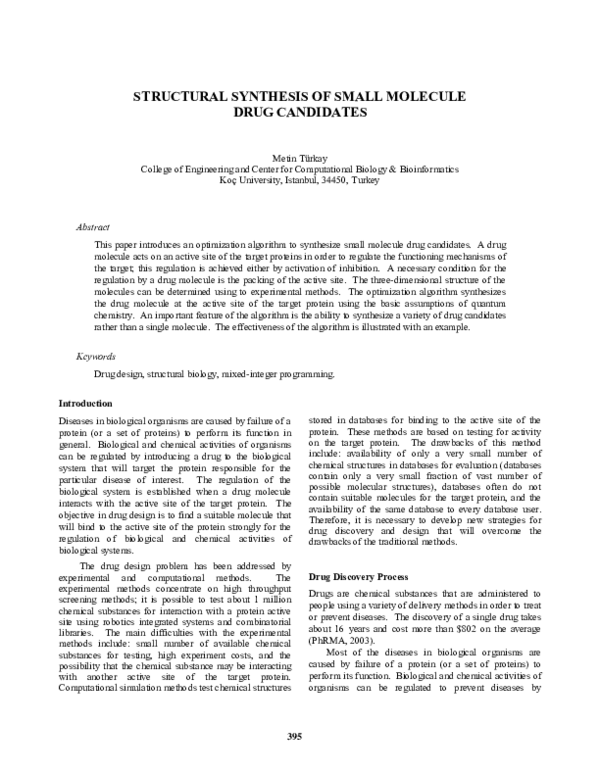 (PDF) Structural Synthesis of Small Molecule Drug Candidates