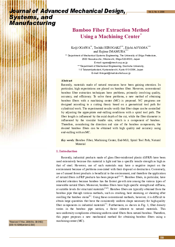 (PDF) Bamboo Fiber Extraction Method Using a Machining Center