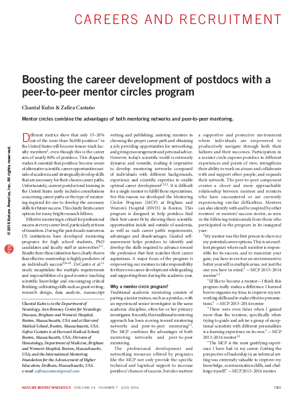 (PDF) Boosting the career development of postdocs with a peer-to-peer ...