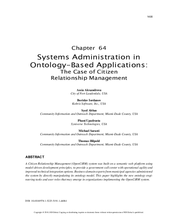 (PDF) Systems Administration in Ontology-Based Applications