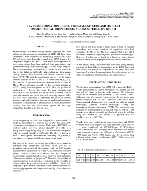 (PDF) ETA Phase Formation During Thermal Exposure and Its Effect on ...
