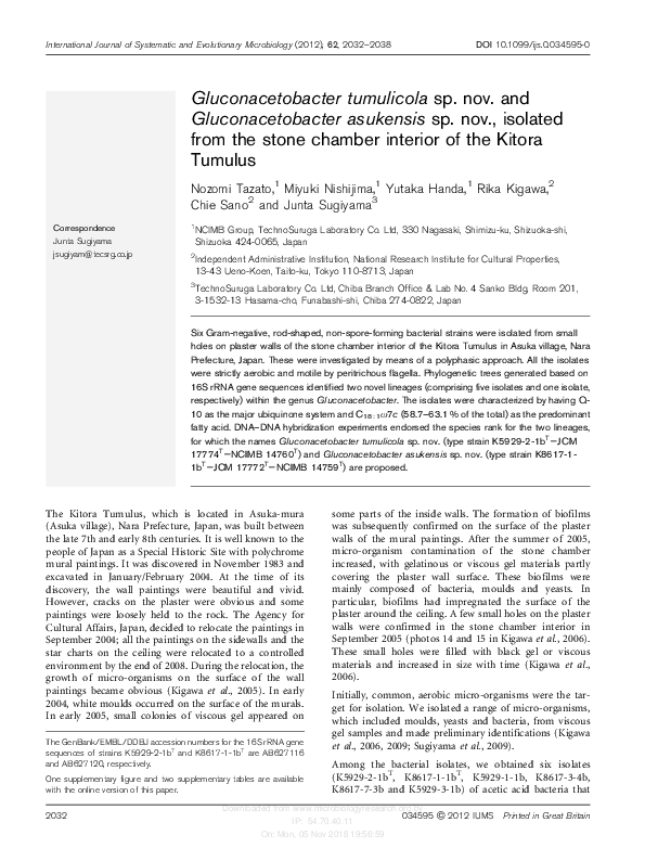 (PDF) Gluconacetobacter tumulicola sp. nov. and Gluconacetobacter ...