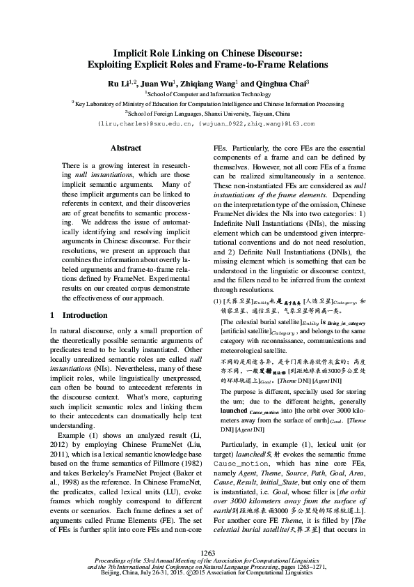 Pdf Implicit Role Linking On Chinese Discourse Exploiting Explicit Roles And Frame To Frame 0401