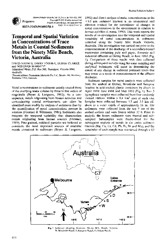 (PDF) Temporal and spatial variation in concentrations of trace metals ... (PDF) Temporal and spatial variation in concentrations of trace metals ...