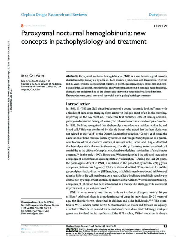 (PDF) Paroxysmal nocturnal hemoglobinuria: new concepts in ...