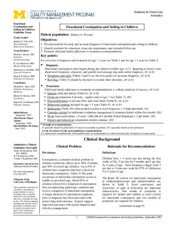 (PDF) Functional constipation and soiling in children