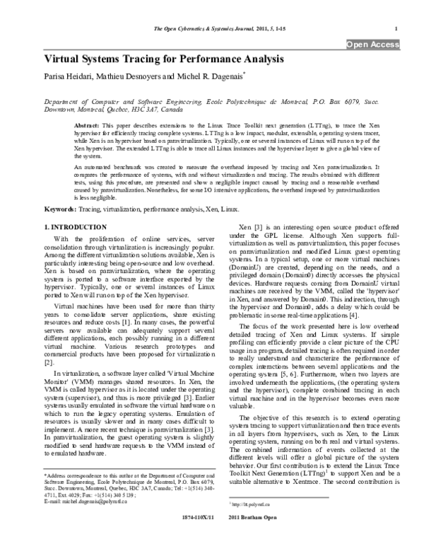(PDF) Virtual Systems Tracing for Performance Analysis