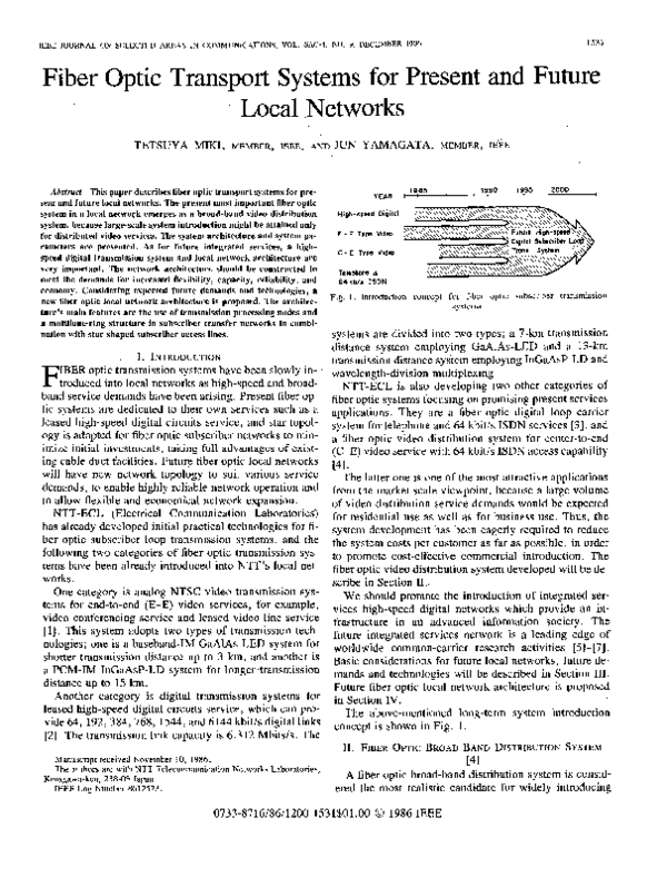 (PDF) Fiber Optic Transport Systems for Present and Future Local Networks